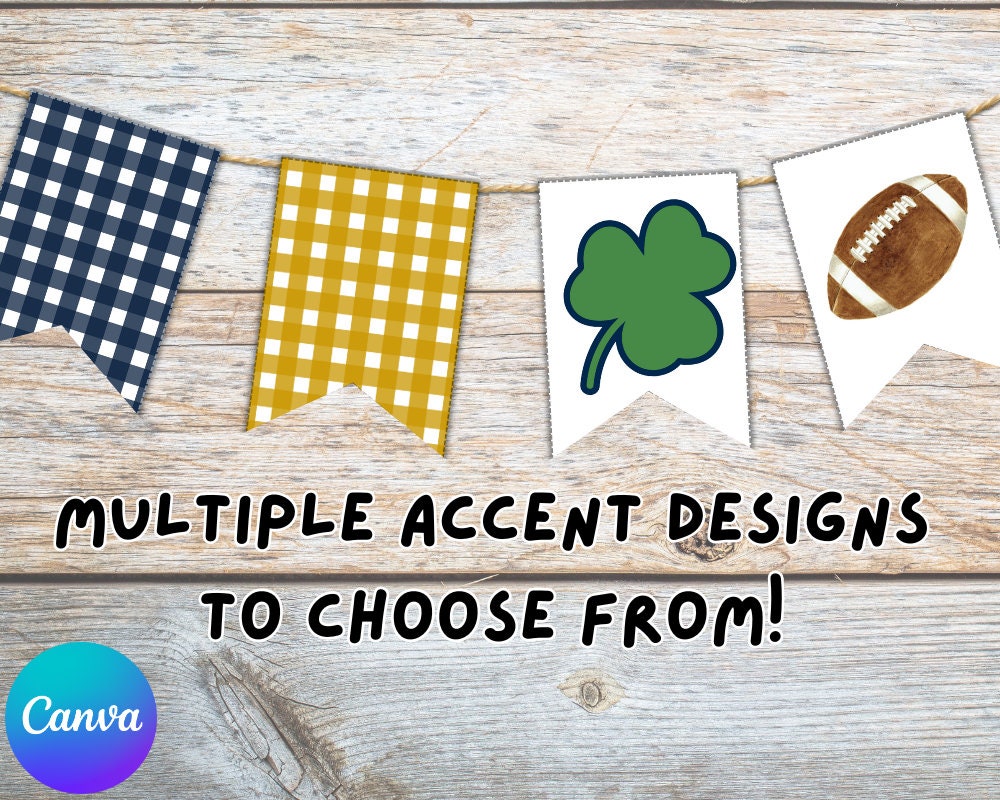 Navy Blue, Gold, Green Printable Banner, College Football Party ...