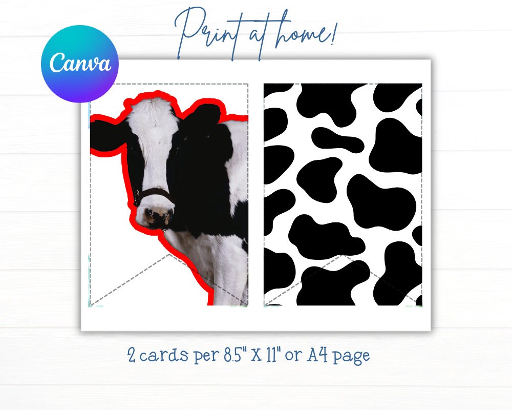 Cow Happy Birthday Banner, Cow Banner Template, EDITABLE Canva Banner ...