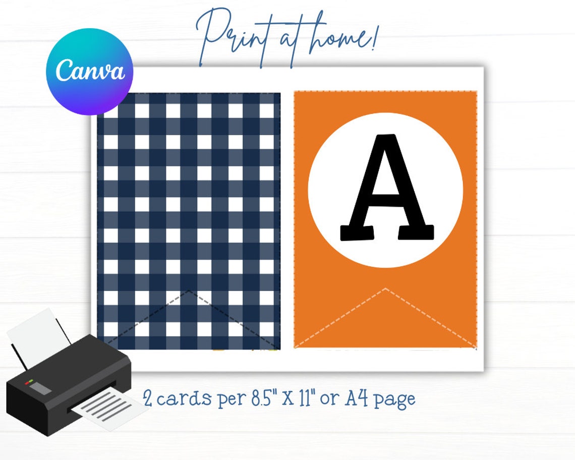 Navy Blue, Burnt Orange, and White Printable Banner, College Football ...