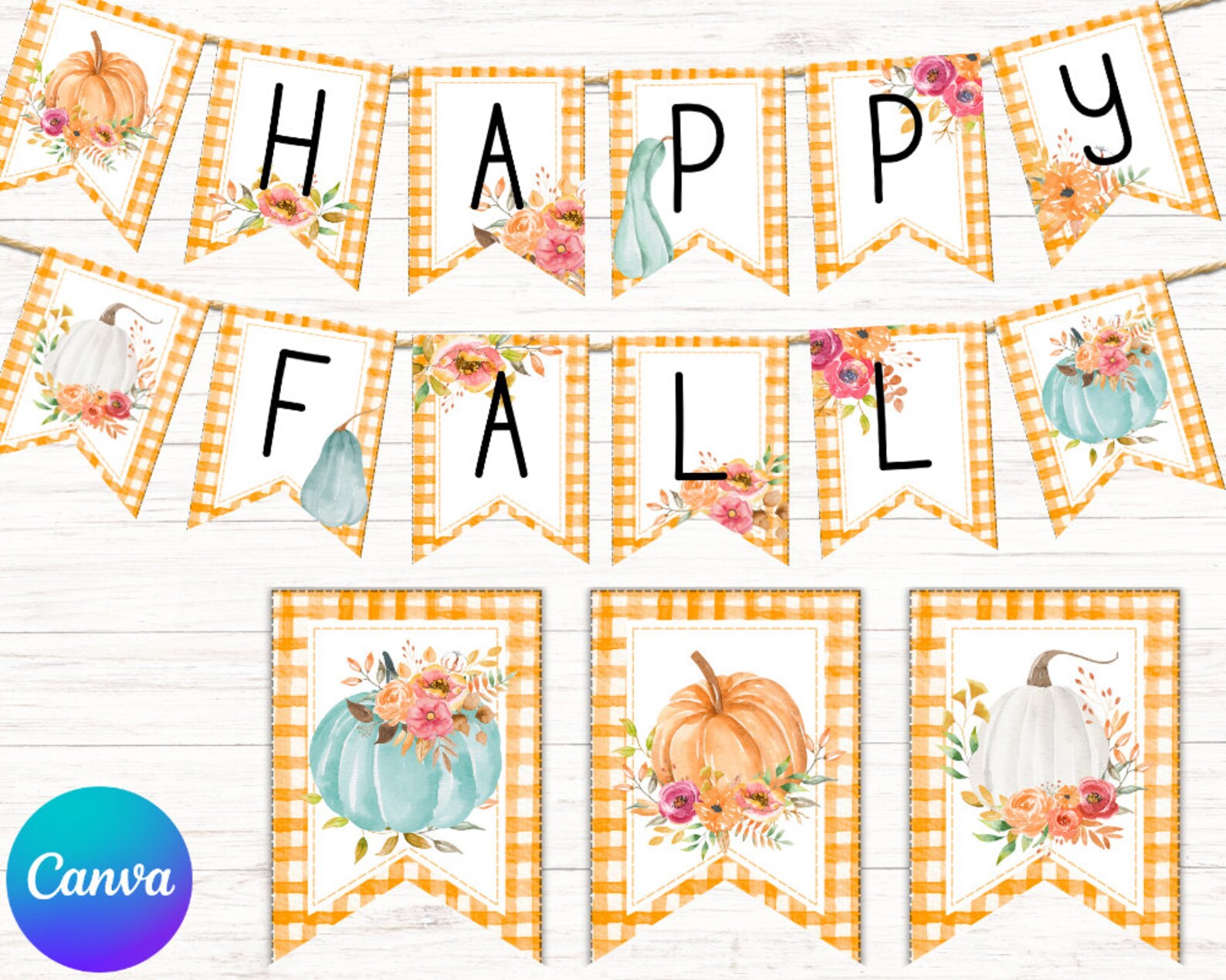 Happy Fall Printable Banner | Editable Banner Template | Printable Fall ...