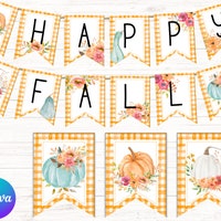 Printable Fall Bunting Flags, Instant Download, Thanksgiving Bunting ...