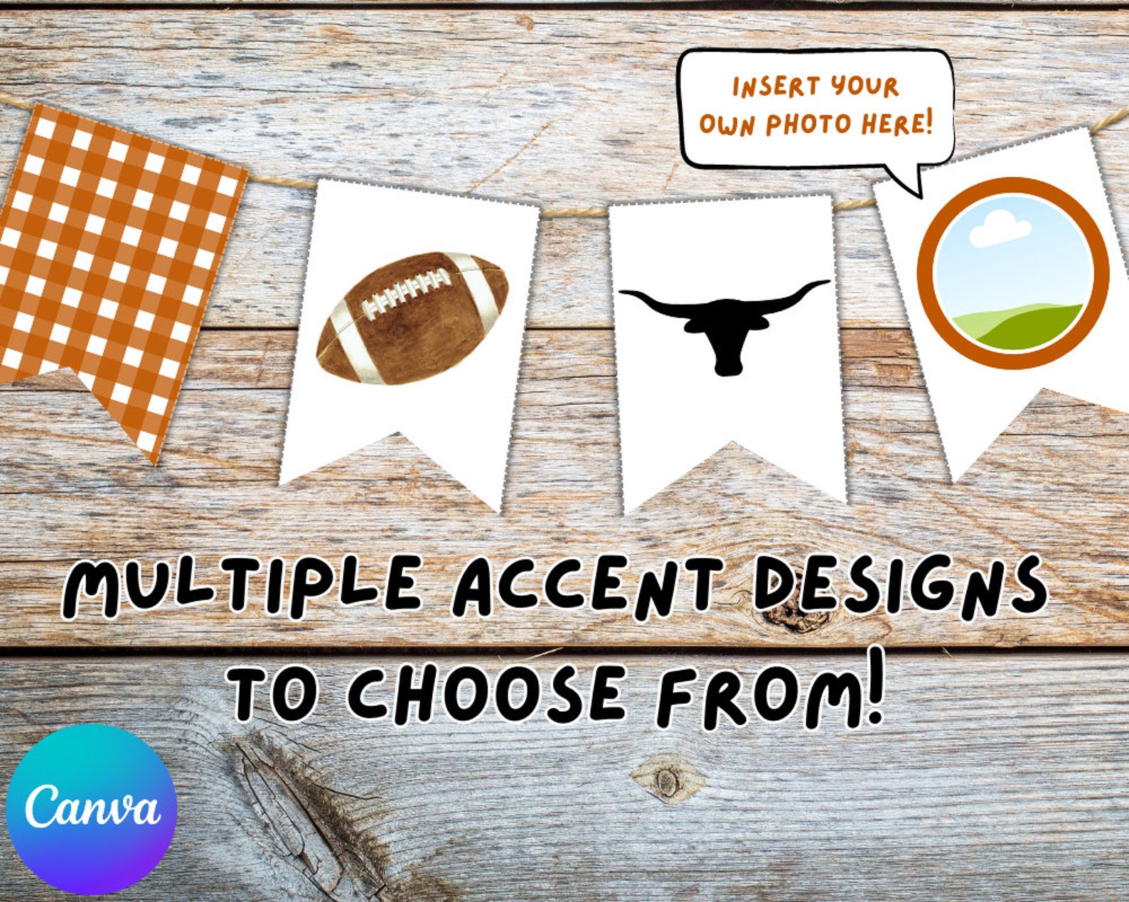 Burnt Orange Printable Banner, College Football Party Decorations ...