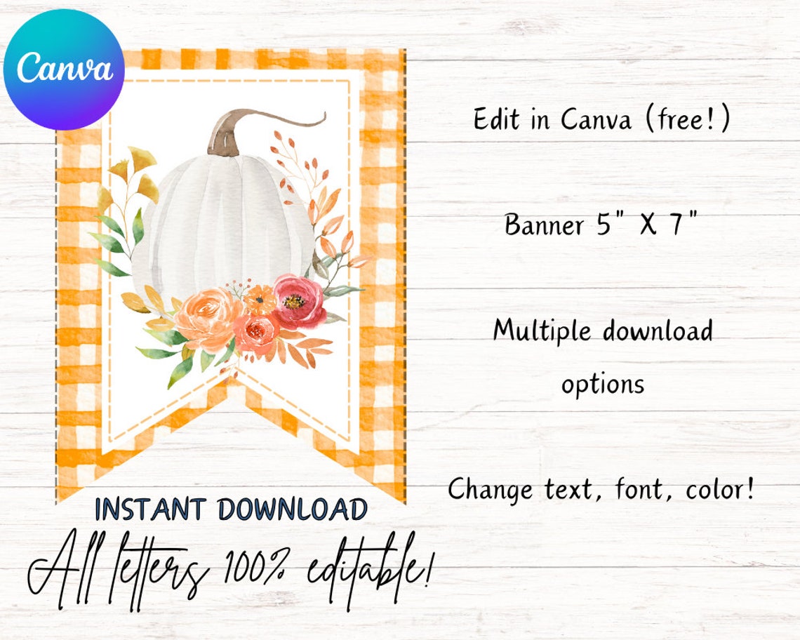 Happy Fall Printable Banner | Editable Banner Template | Printable Fall ...