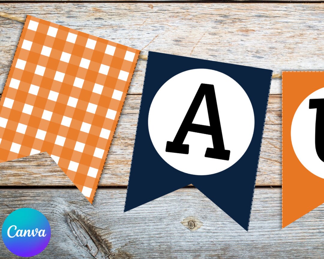 Navy Blue, Burnt Orange, and White Printable Banner, College Football ...