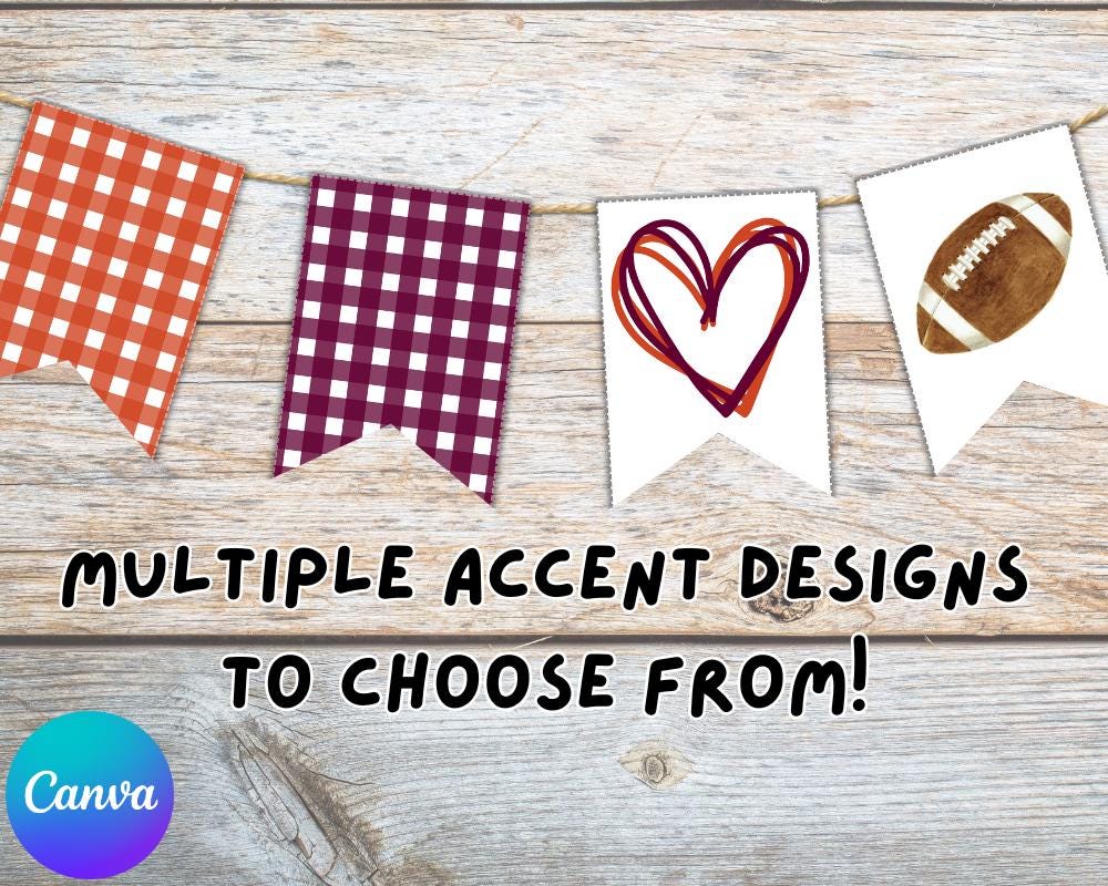 Maroon and Orange Printable Banner, College Football Party Decorations ...