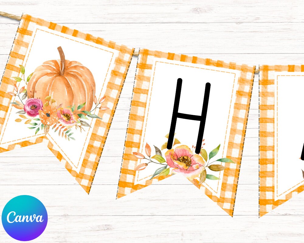 Happy Fall Printable Banner | Editable Banner Template | Printable Fall ...