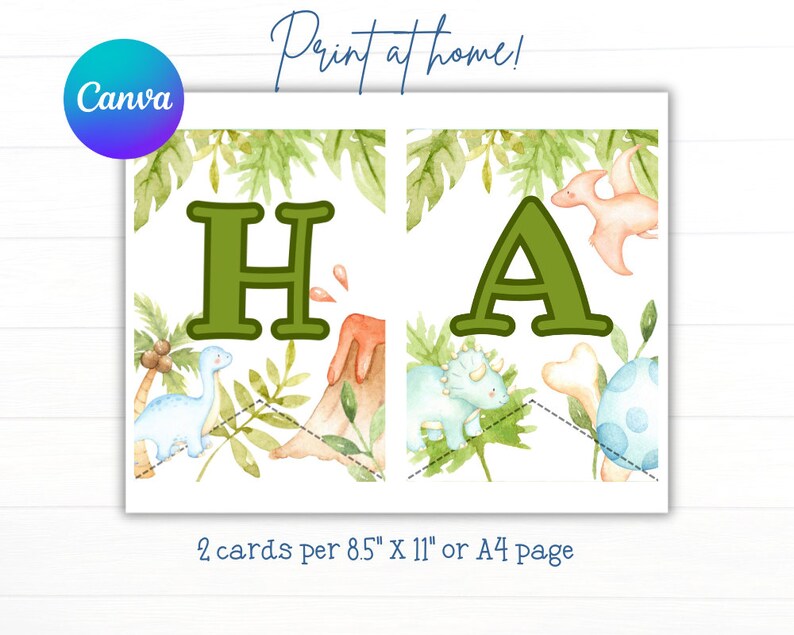 Dinosaur Happy Birthday Banner, Dinosaurs Banner Template, EDITABLE ...