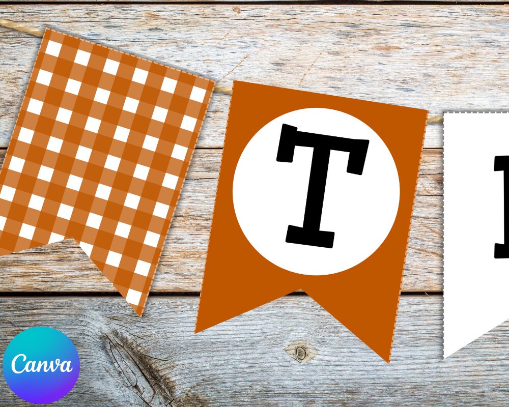 Burnt Orange Printable Banner, College Football Party Decorations ...