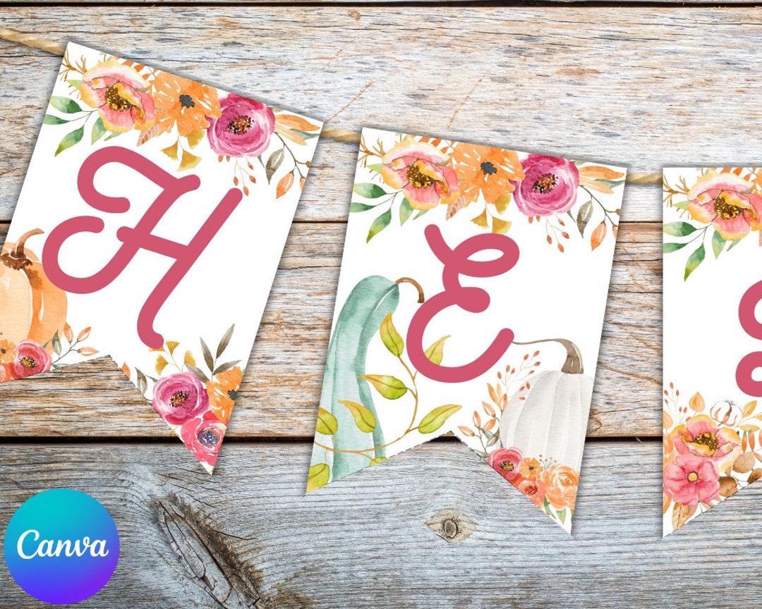 Hello Fall Printable Banner | Editable Banner Template | Printable Fall ...
