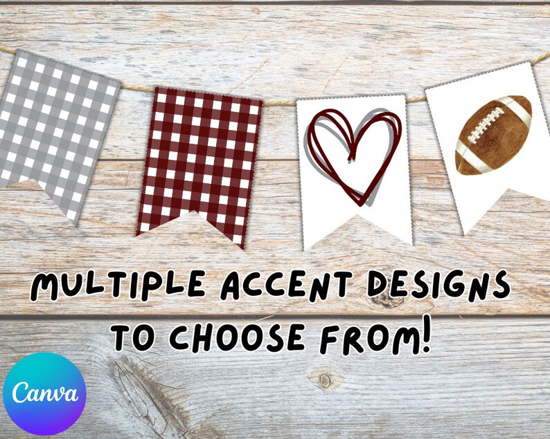Maroon and Gray Printable Banner, College Football Party Decorations ...