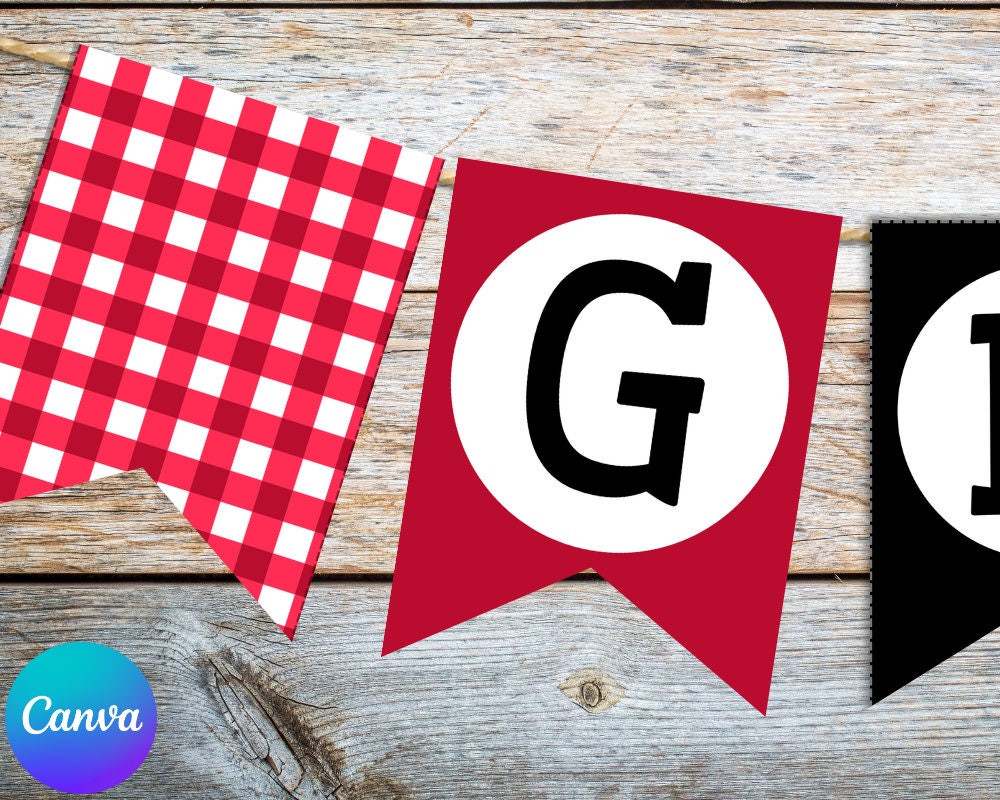 Red, Black, and White Printable Banner, College Football Party ...