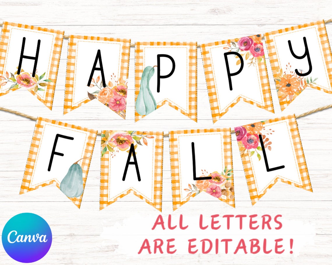 Happy Fall Printable Banner Editable Banner Template Printable Fall ...