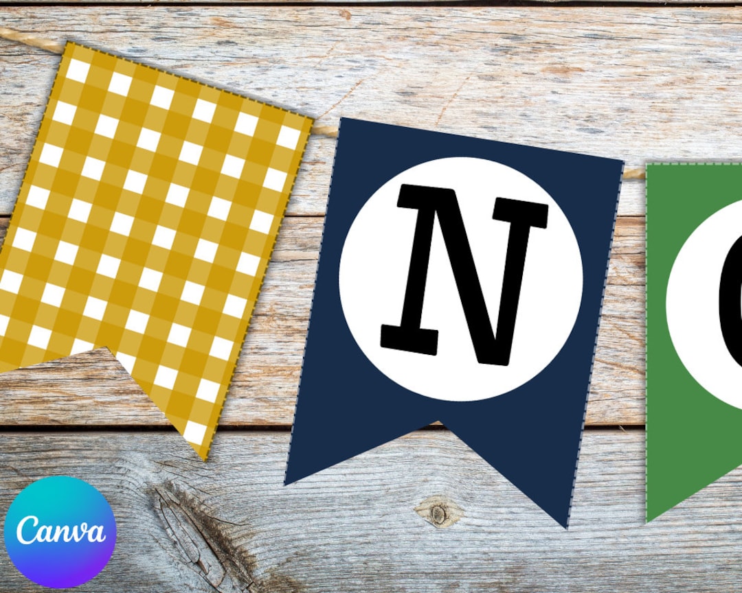 Navy Blue, Gold, Green Printable Banner, College Football Party ...