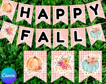 Happy Fall Printable Banner | Editable Banner Template | Printable Fall ...