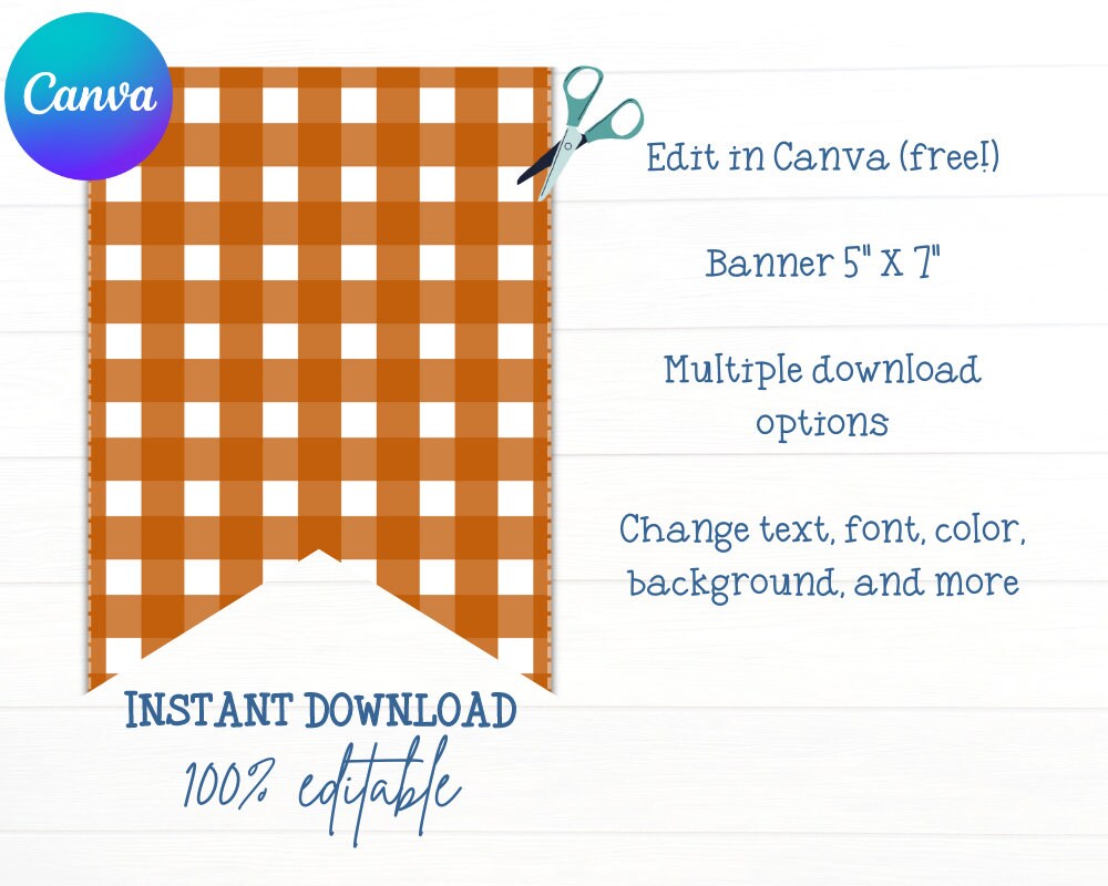 Burnt Orange Printable Banner, College Football Party Decorations ...