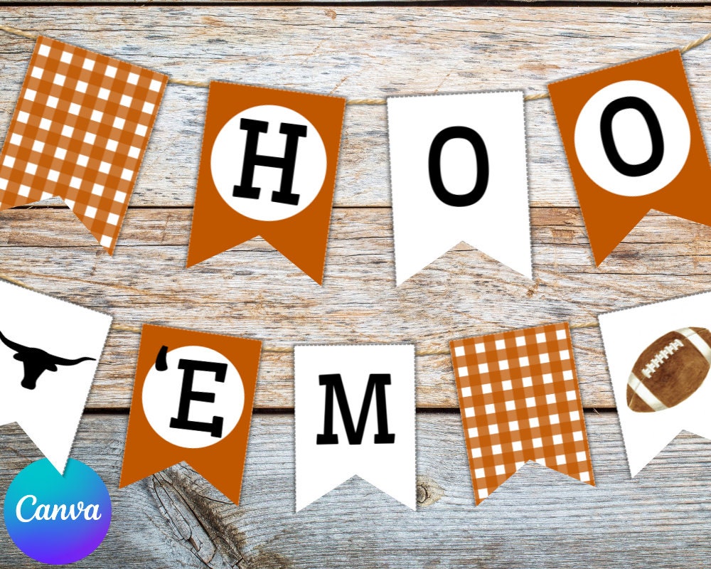 Burnt Orange Printable Banner, College Football Party Decorations ...