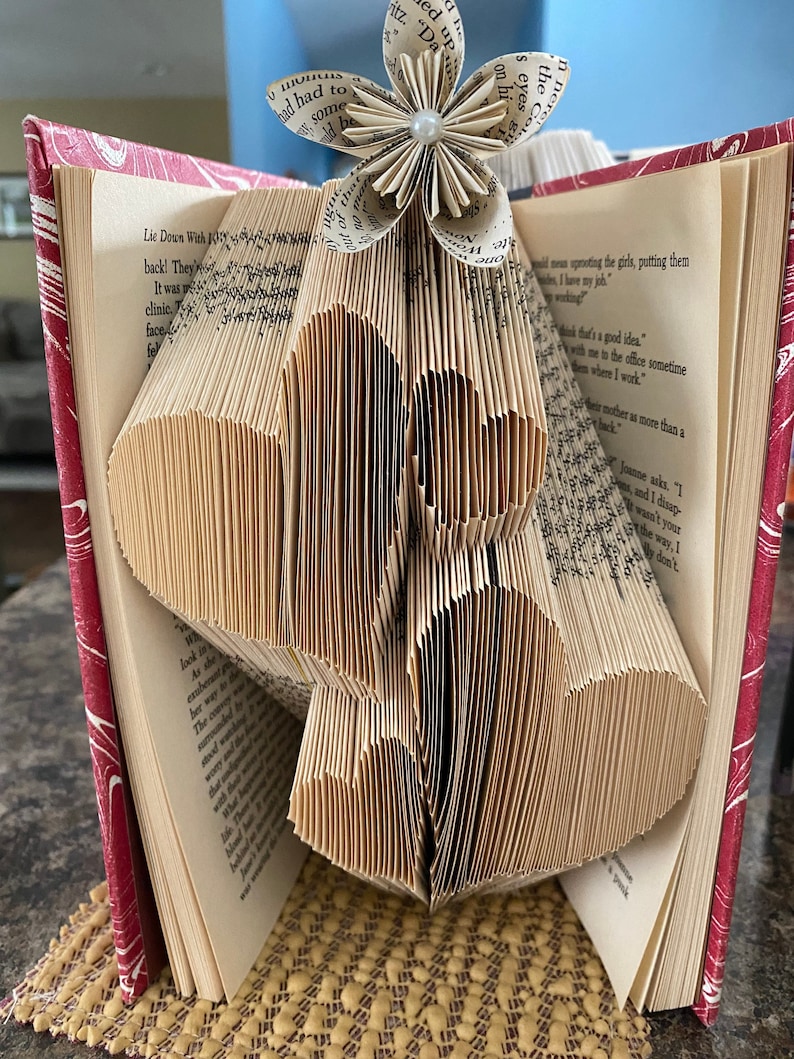 Four Hearts Folded Book Art - Etsy