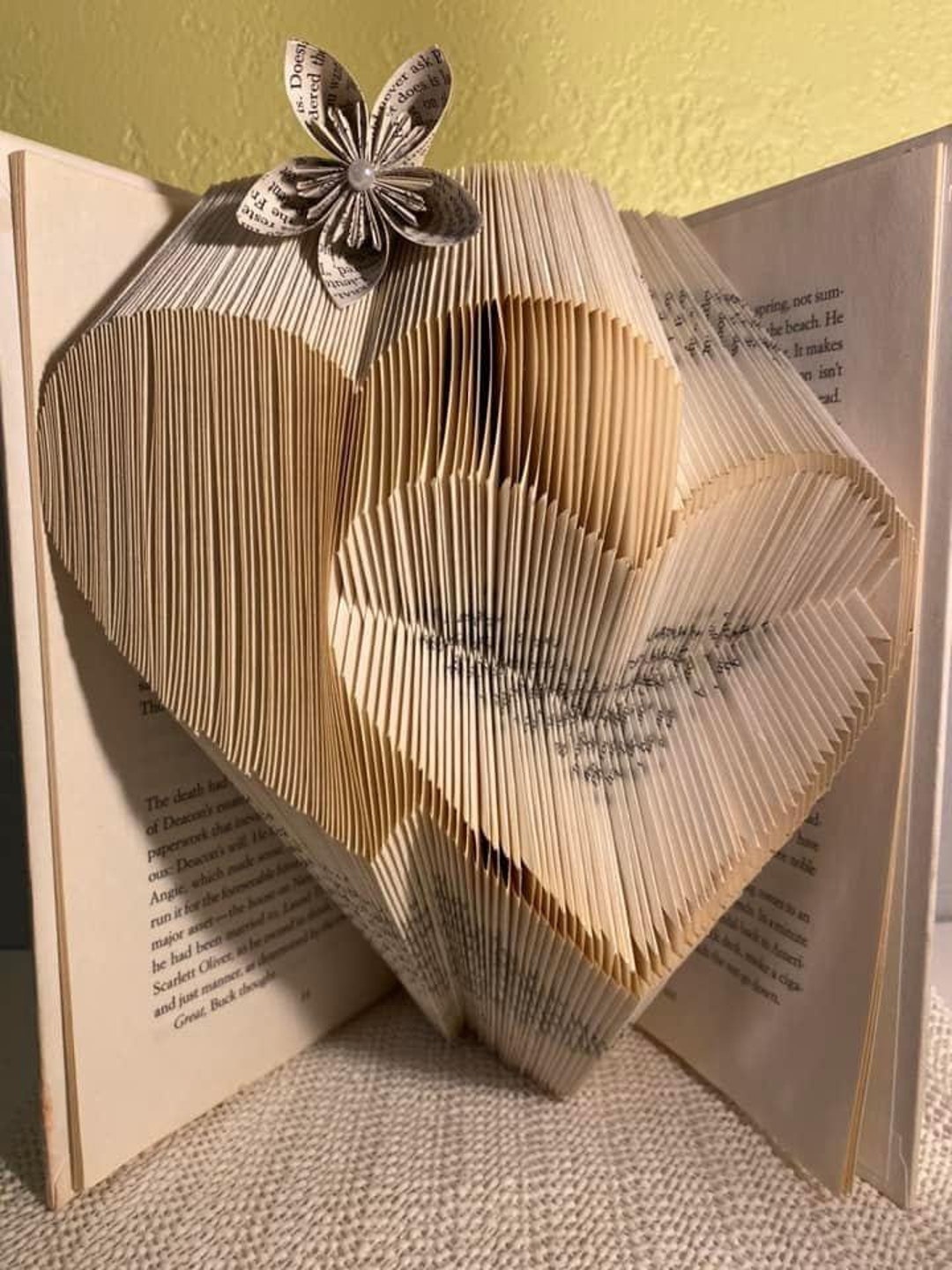 Double Heart Folded Book Art - Etsy
