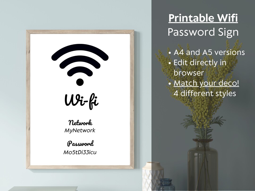 Printable Wifi Sign Template Easy to Edit - Etsy