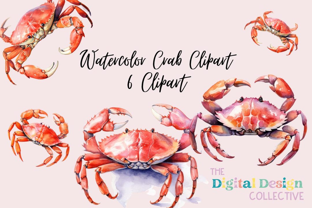 Watercolor Crab Clipart Bundle Ocean Clipart Bundle Instant Download ...