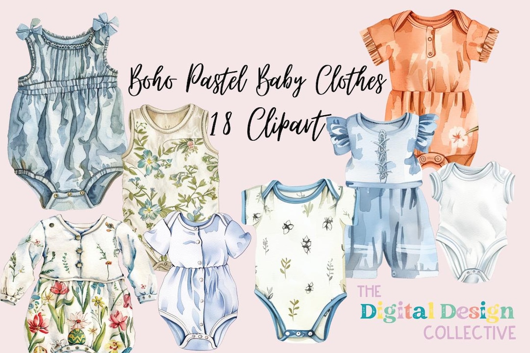 Watercolor Baby Clothing Clip Art Bundle Clipart Instant Download ...