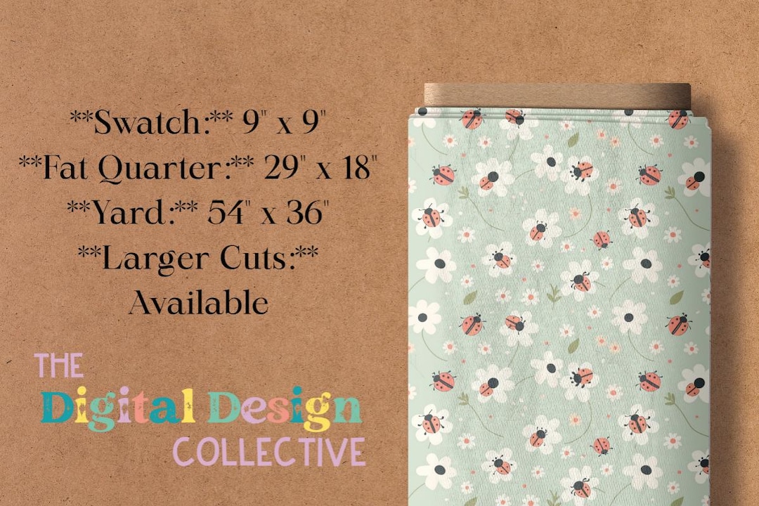 Ladybug Floral Cotton Fabric by the Yard 100% Combed Pima Cotton ...