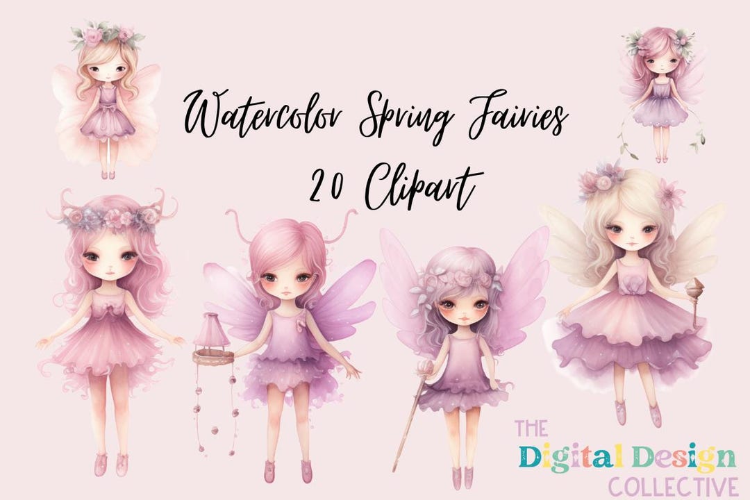 Fairies Watercolor Clipart PNG Digital Download | Autumn Fall Garden ...