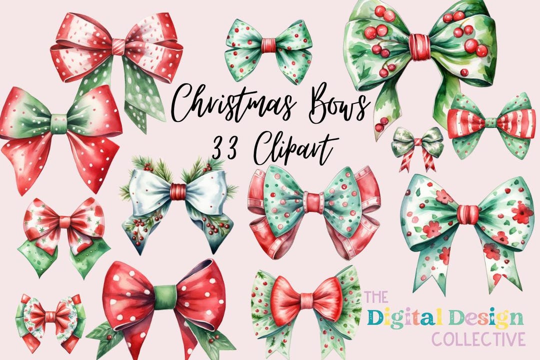 Christmas Bows Clipart Bundle, Transparent PNG, Wedding Clipart ...
