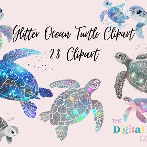 Glitter Ocean Turtle Clipart Bundle PNG- Instant Download - Party ...