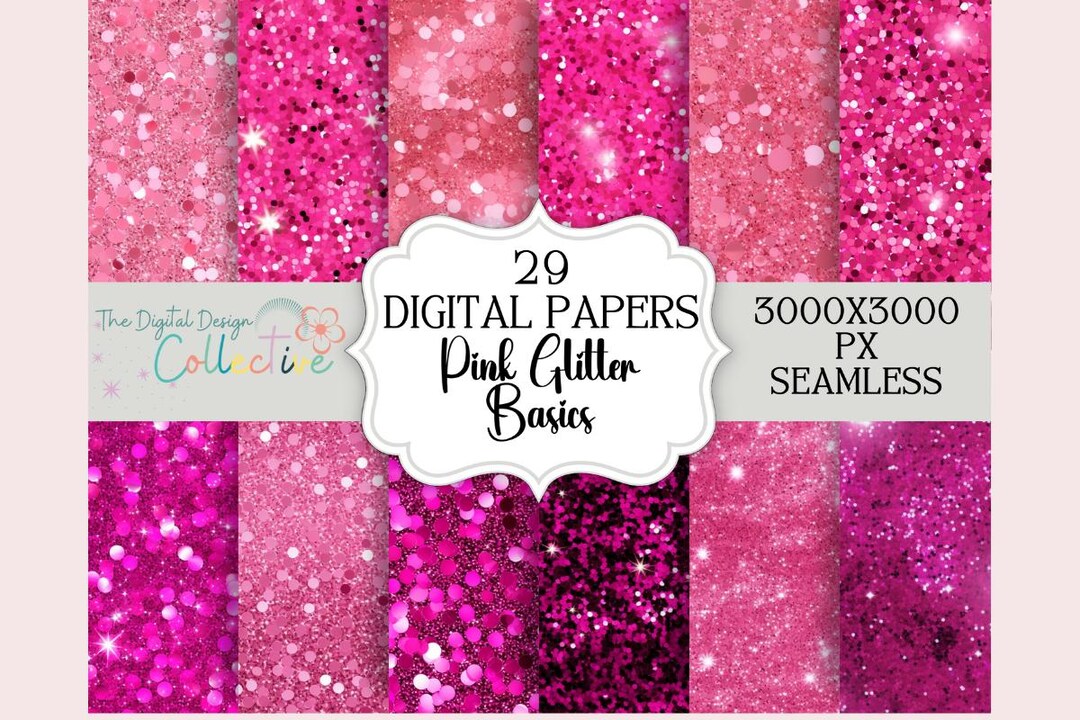 Seamless Pink Glitter Digital Papers Vibrant Repeating Digital Pattern ...