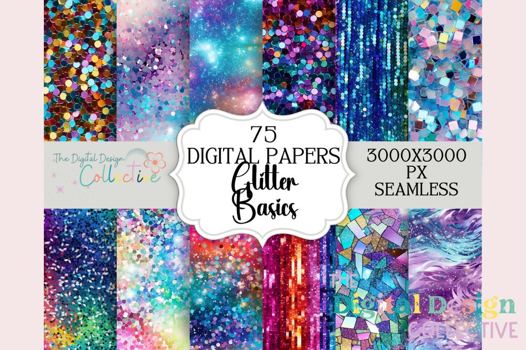 Seamless Glitter Paper Bundle, Vibrant Repeating Digital Pattern ...