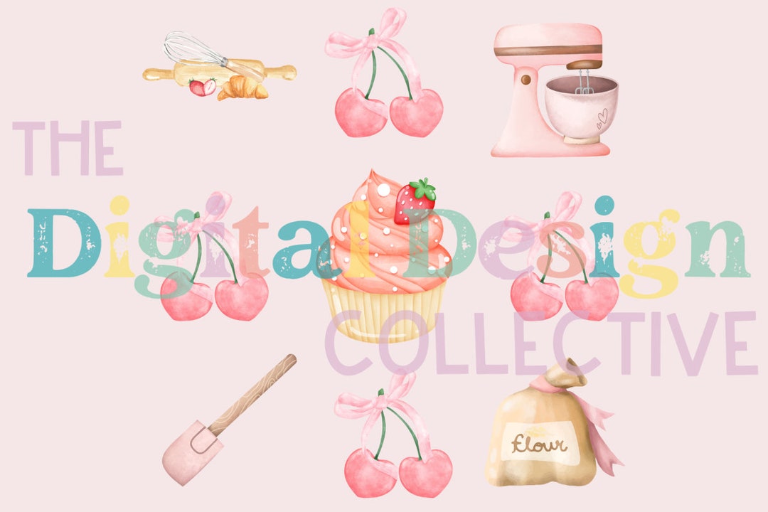 Coquette Baking PNG, Coquette Bows, Cute Cooking PNG, Pink Bow Cooking ...