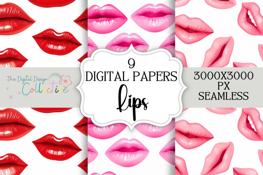 Seamless Lips Kiss Lipstick Digital Papers | Perfect for POD Projects ...