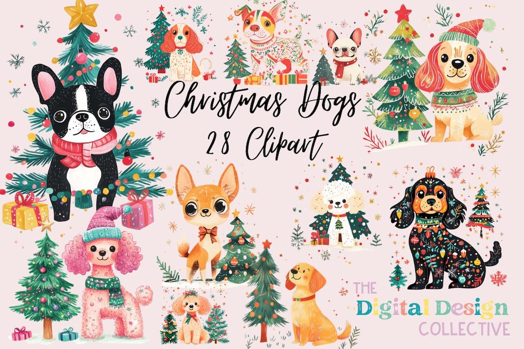 Christmas Dogs Clipart Bundle Instant Download Crafting Materials ...