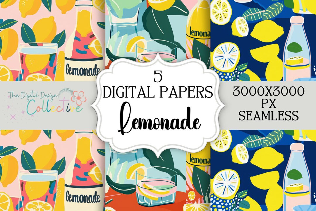 Pink Lemonade Seamless Patterns Instant Download Digital Paper File for ...