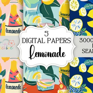 Pink Lemonade Seamless Patterns Instant Download Digital Paper File for ...