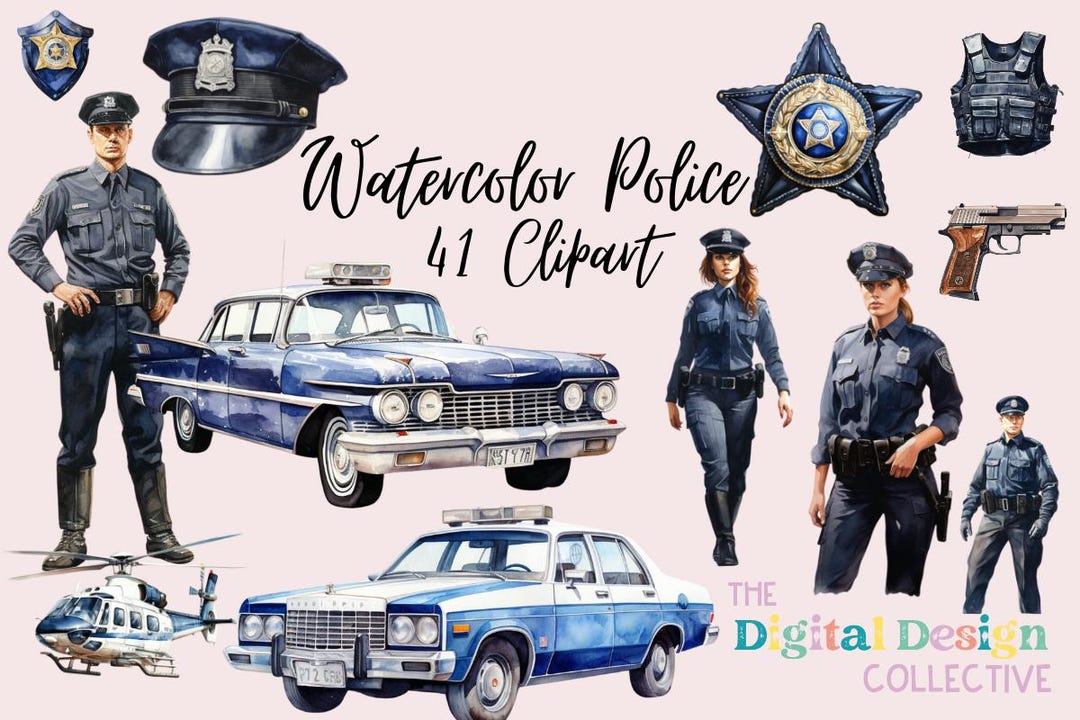 Watercolor Police Clipart Bundle Instant Digital Download, Commercial ...