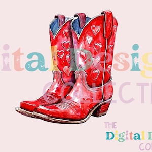 Red Cowboy Boot Clipart Watercolor Cowgirl Boots Clip Art Country ...