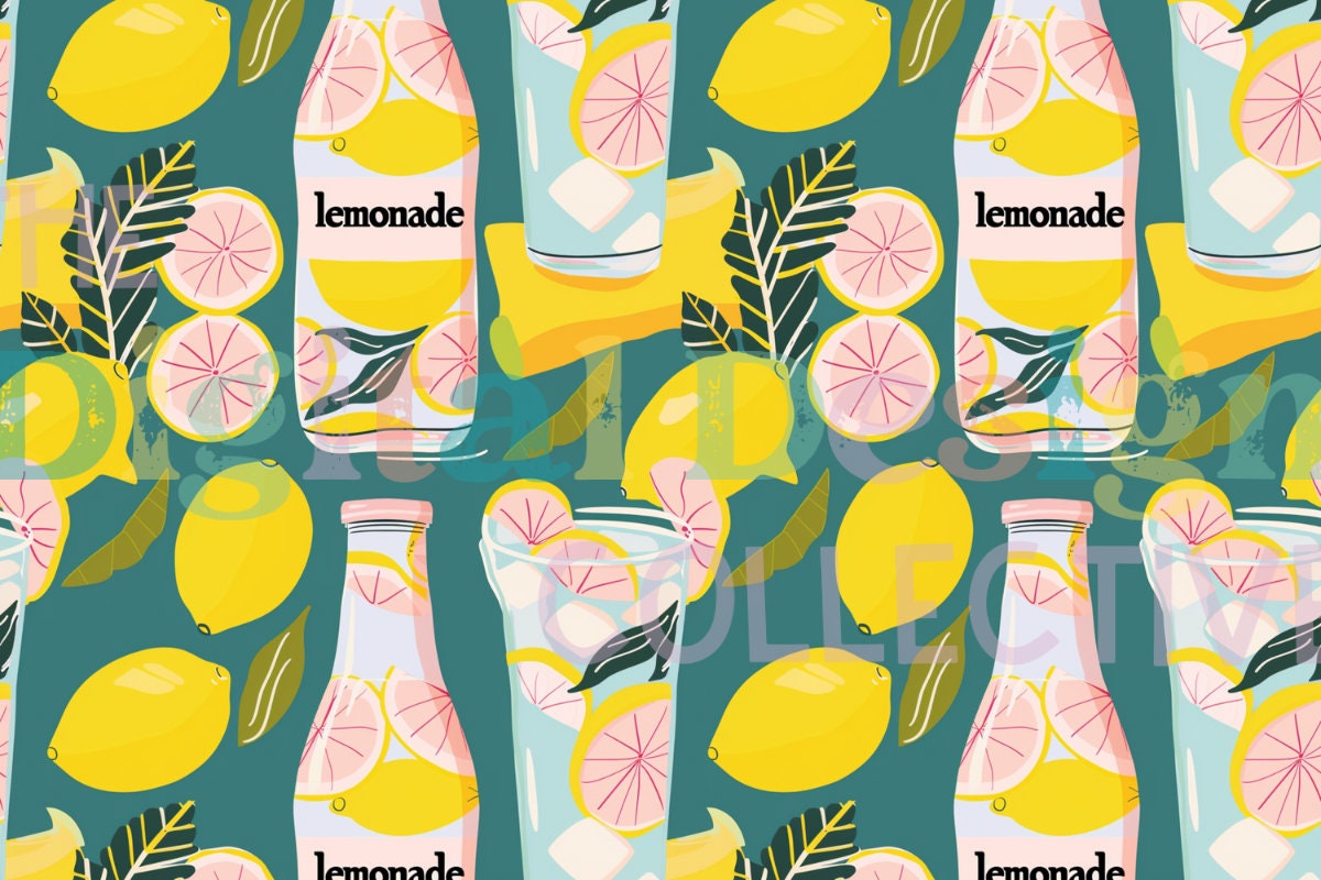 Pink Lemonade Seamless Patterns Instant Download Digital Paper File for ...