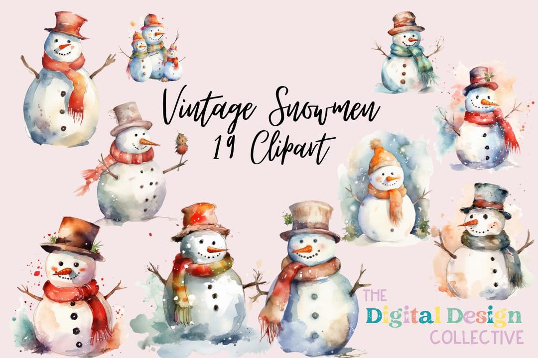 Vintage Digital Clipart Frosty the Snowman Cute Clip Art Instant ...