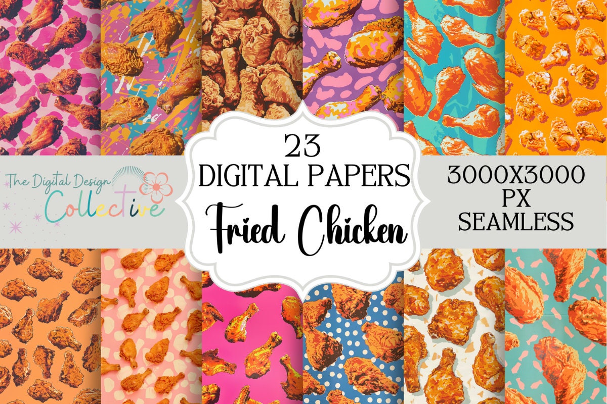Fried Chicken Seamless Papers Instant Download Digital Paper File for ...