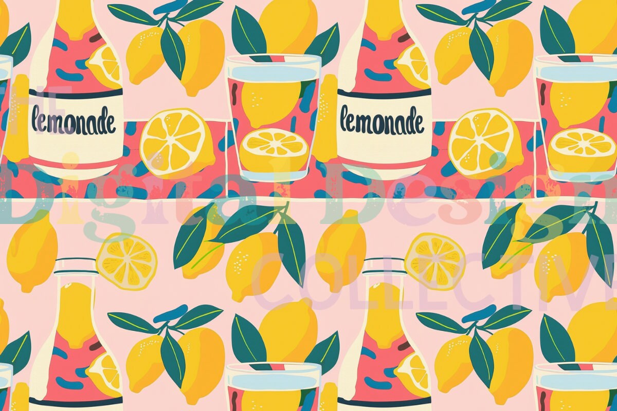 Pink Lemonade Seamless Patterns Instant Download Digital Paper File for ...
