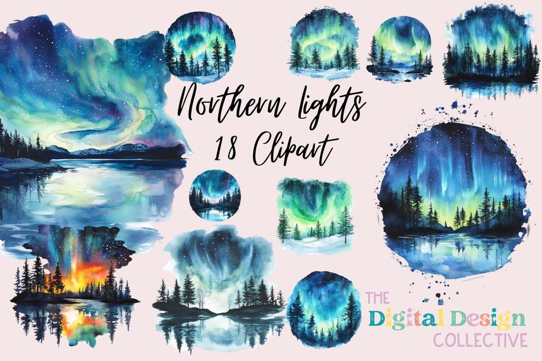 Aurora Landscape Northern Lights Instant Download Crafting Materials ...