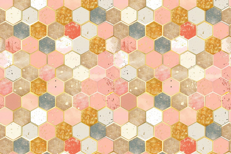 Seamless Glitter Honeycomb Digital Paper POD Seamless Patterns Instant ...