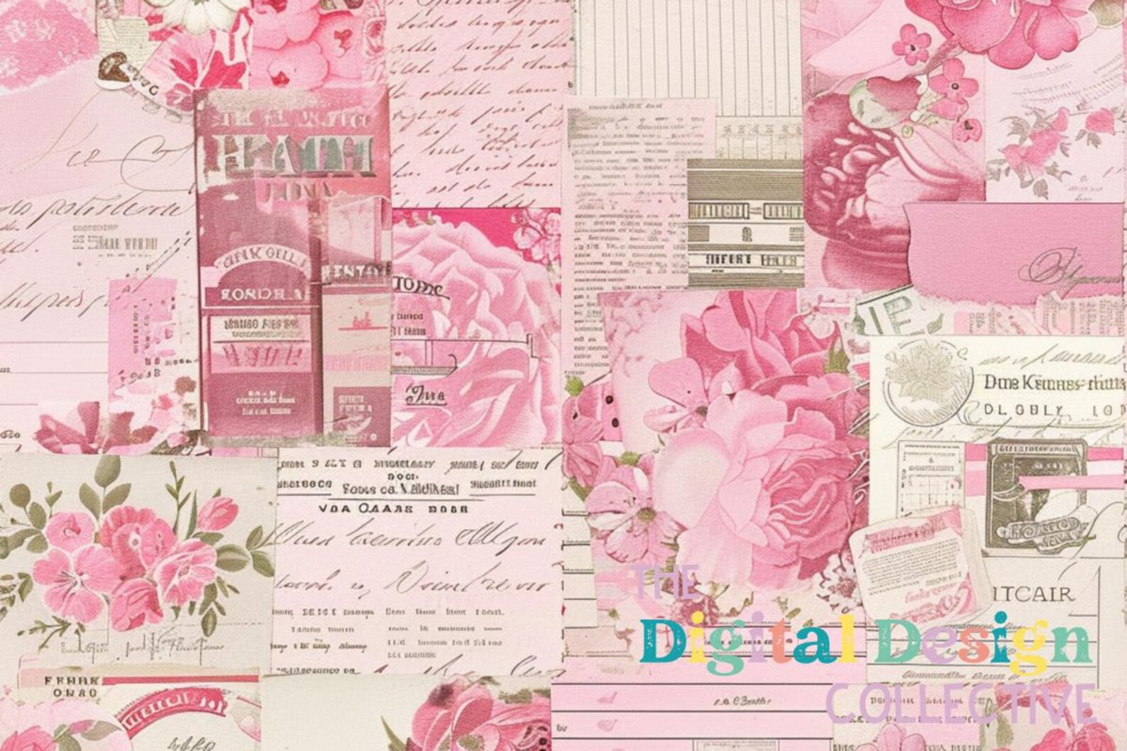Seamless Pink Shabby Chic Digital Papers Bundle Digital Paper, Shabby ...