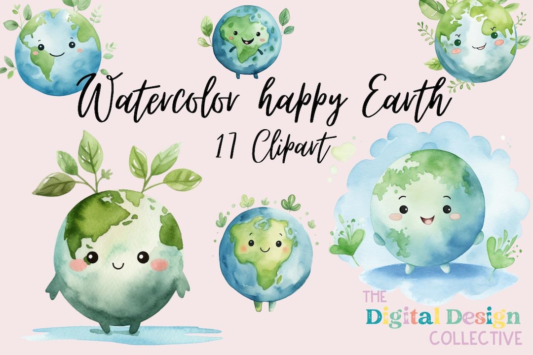 Watercolor Happy Earth Day Clipart, Eco Friendly, Love Our Planet ...