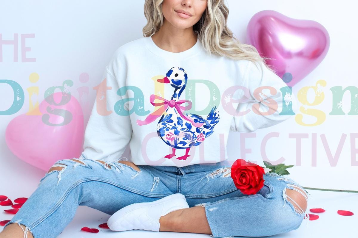 INSTANT DOWNLOAD - Preppy Farm Duck Clipart, Preppy Chinoiserie Duck ...