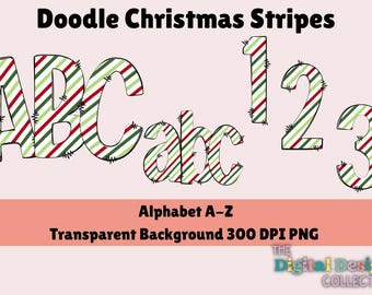 Christmas Doodle Letters and Clip Art & Numbers, Uppercase Alphabet Set ...