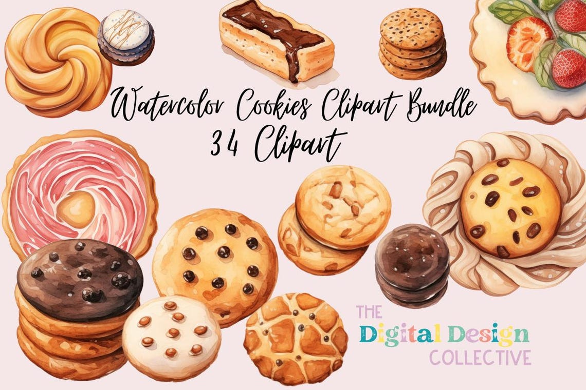 Watercolor Cookies Clipart Bundle Sweets Download Instant Download ...