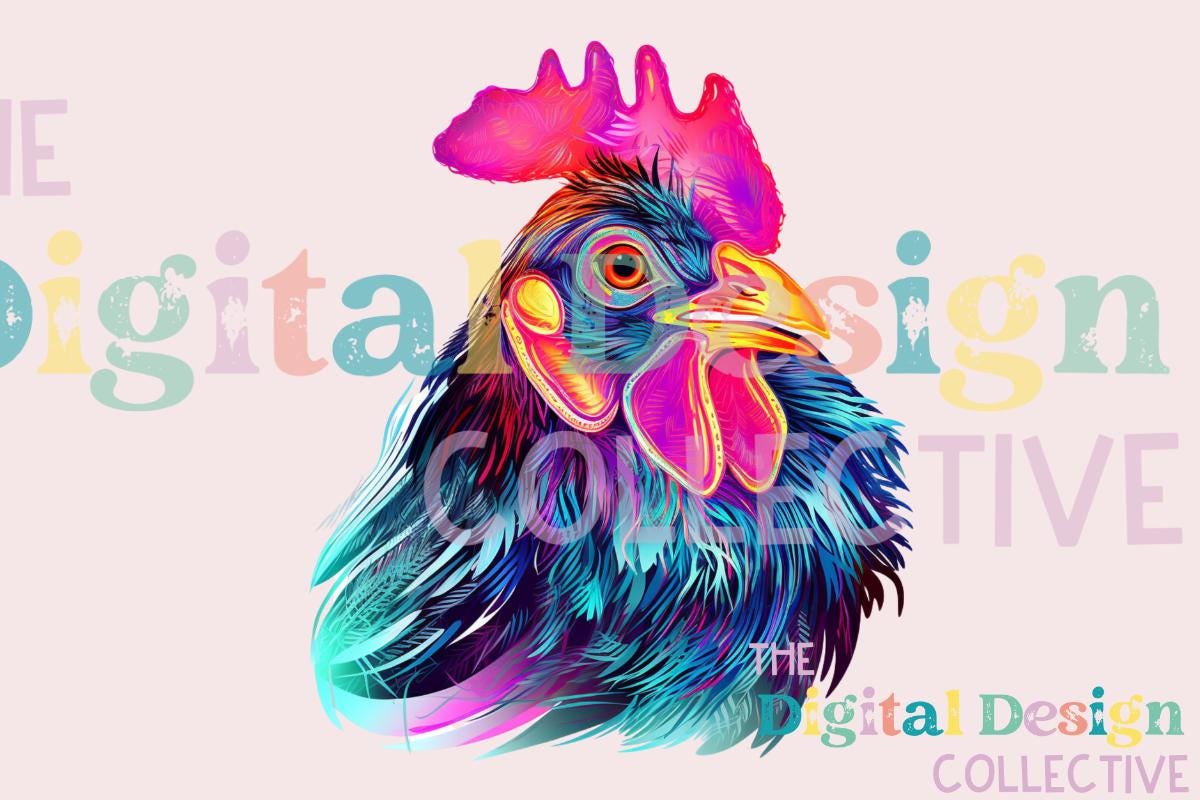 Chicken PNG, Chicken Clipart, Chicken T- Shirt, Neon Chicken Design ...